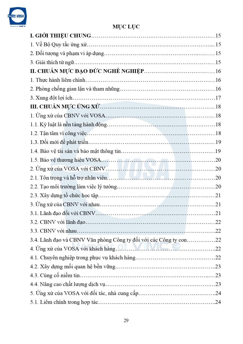 BỘ QUY TẮC ỨNG XỬ